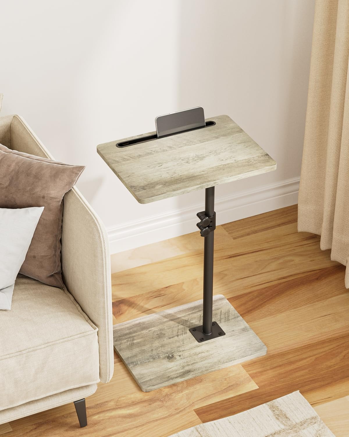 360° Swivel C-Shaped Arm Tray Table – Height Adjustable Side Table for ...