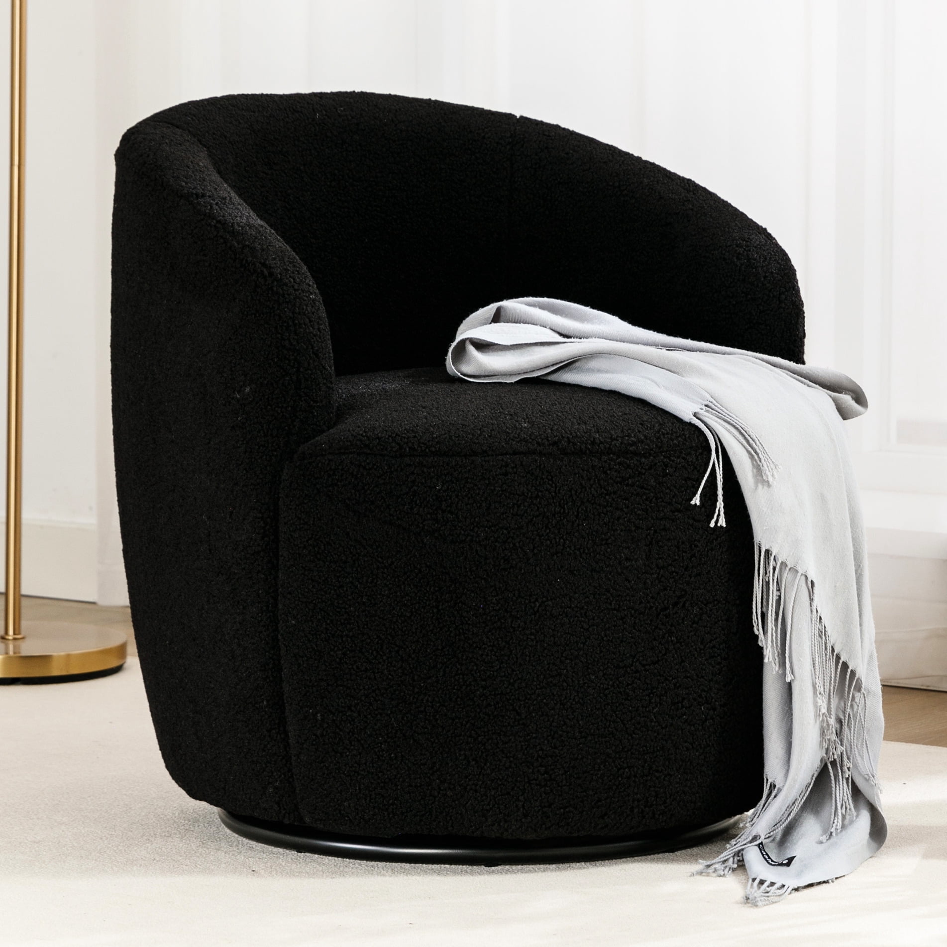 360° Swivel Chair In Black, Fabric Covering, Foam Filled, For Coffee ...
