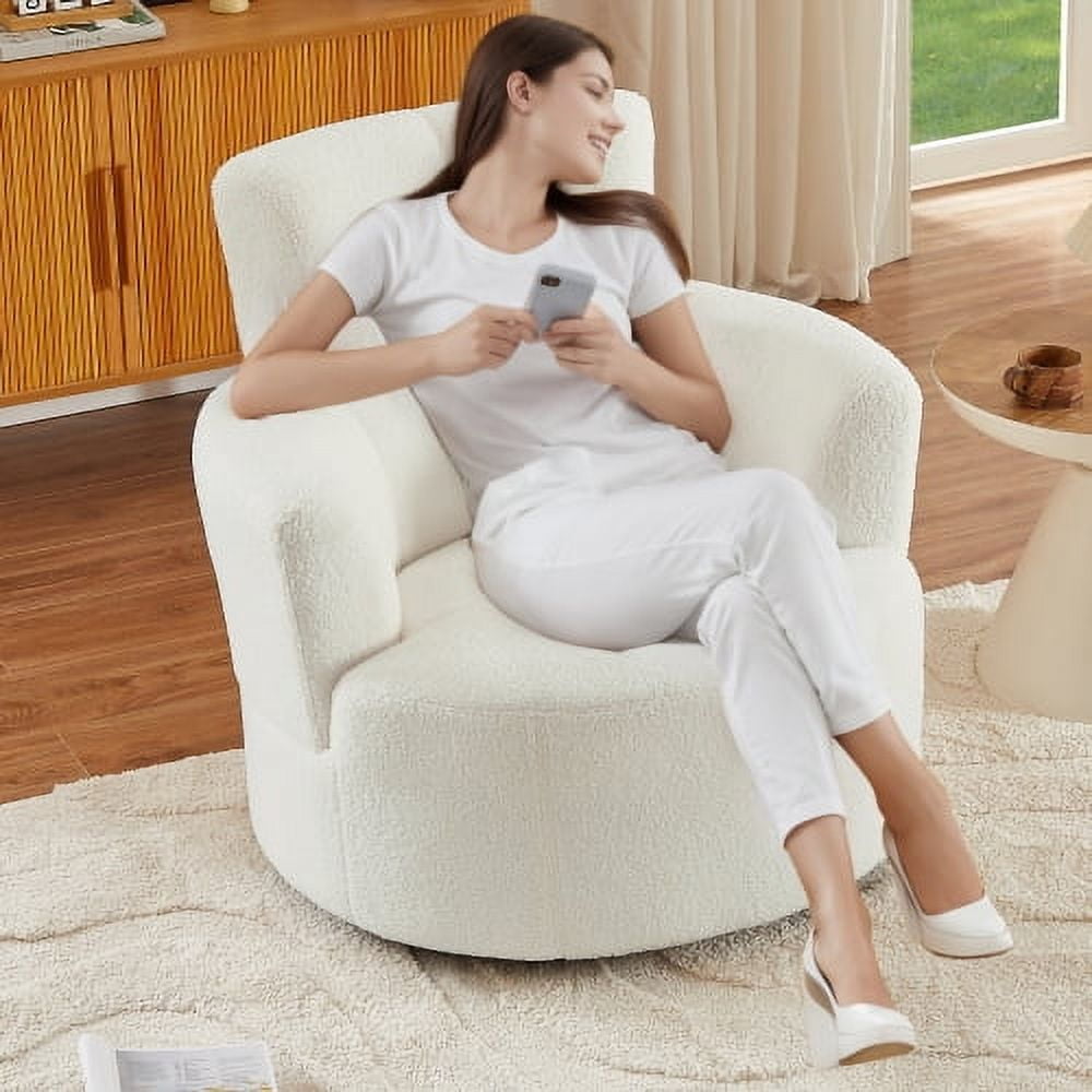 360° Swivel Chair Upholstered Accent Barrel Chair Swivel Round Sofa ...