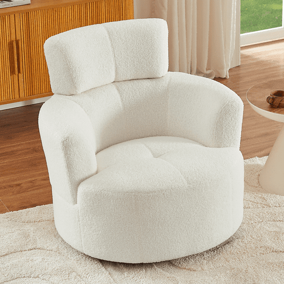360° Swivel Chair Upholstered Accent Barrel Chair Swivel Round Sofa ...