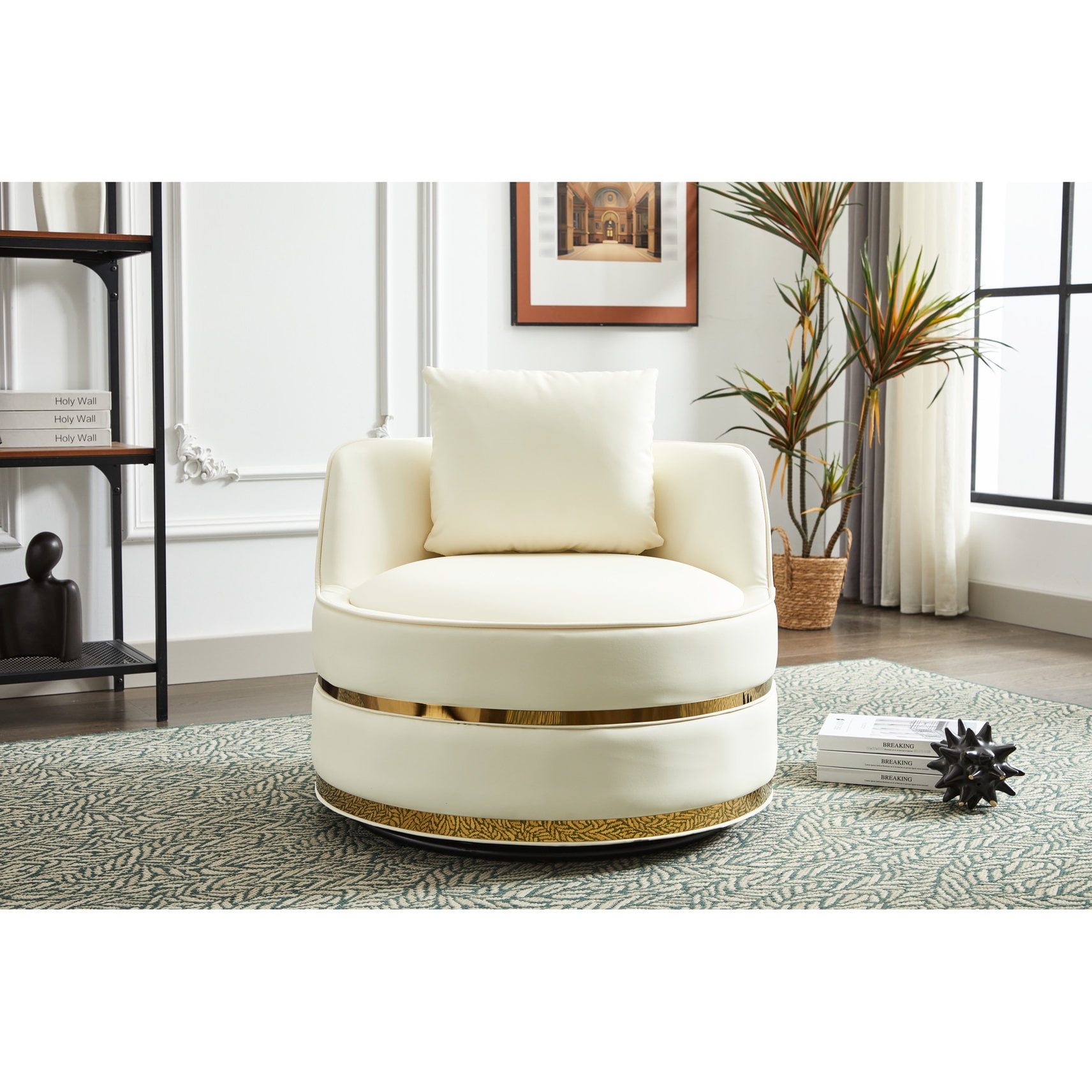 360 Swivel Club Chair in White, 33.15lb Weight | Smooth Rotation ...