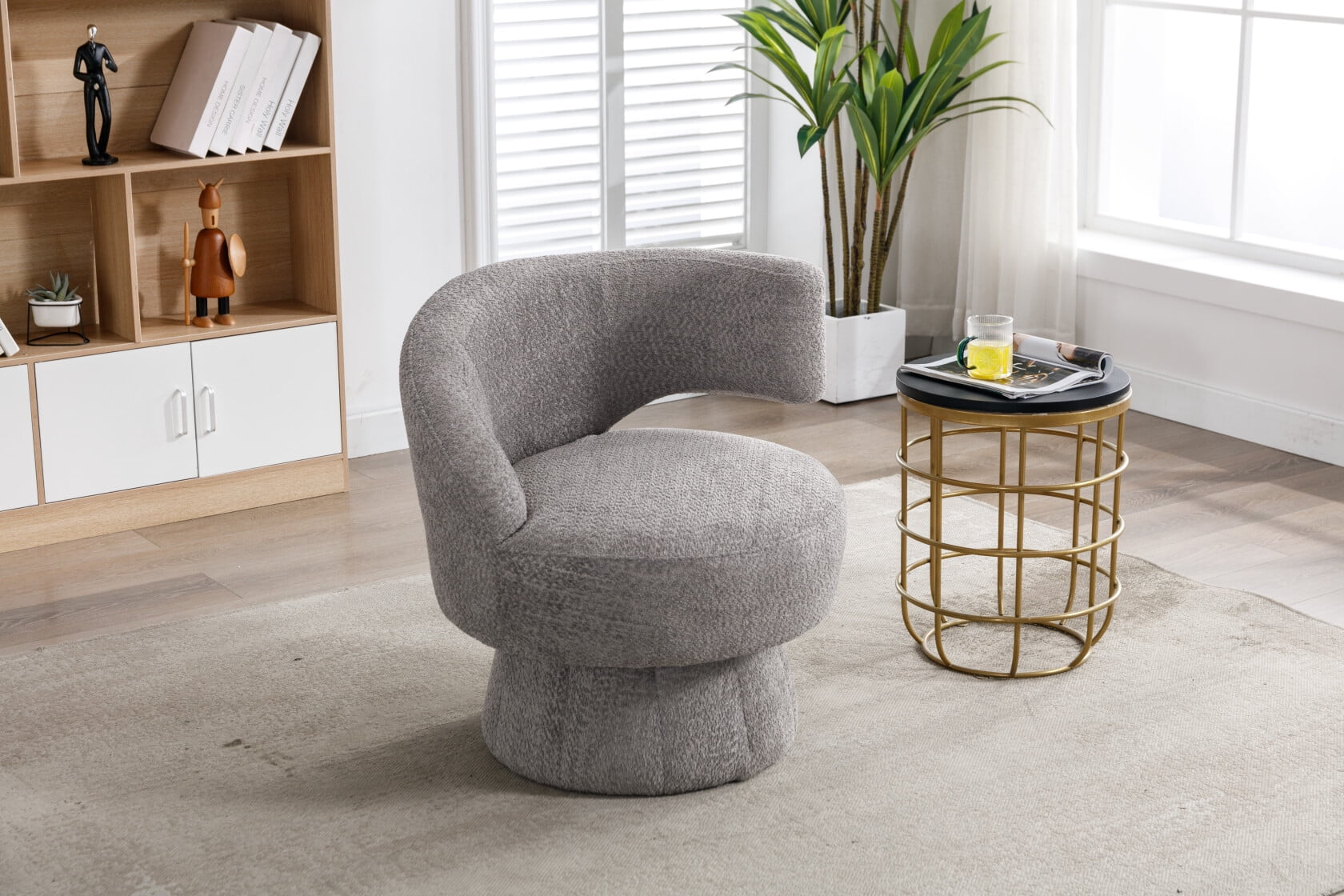 360° Swivel Cuddle Barrel Chairs, Accent Round Armchairs with Wide ...