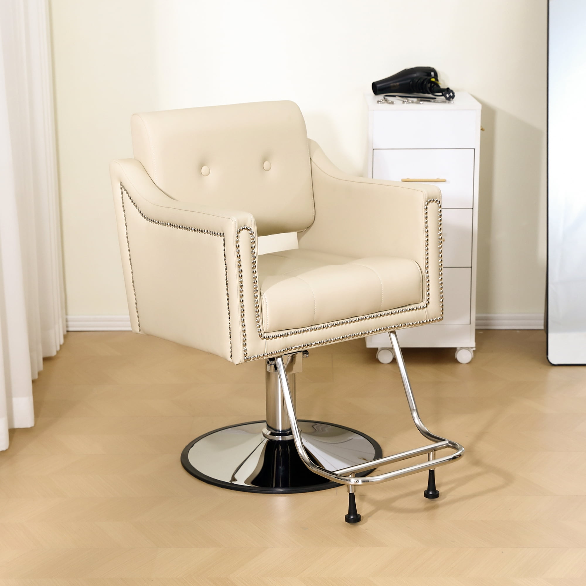 360° Swivel Faux Leather Swivel Salon Barber Chair Height Adjustable ...