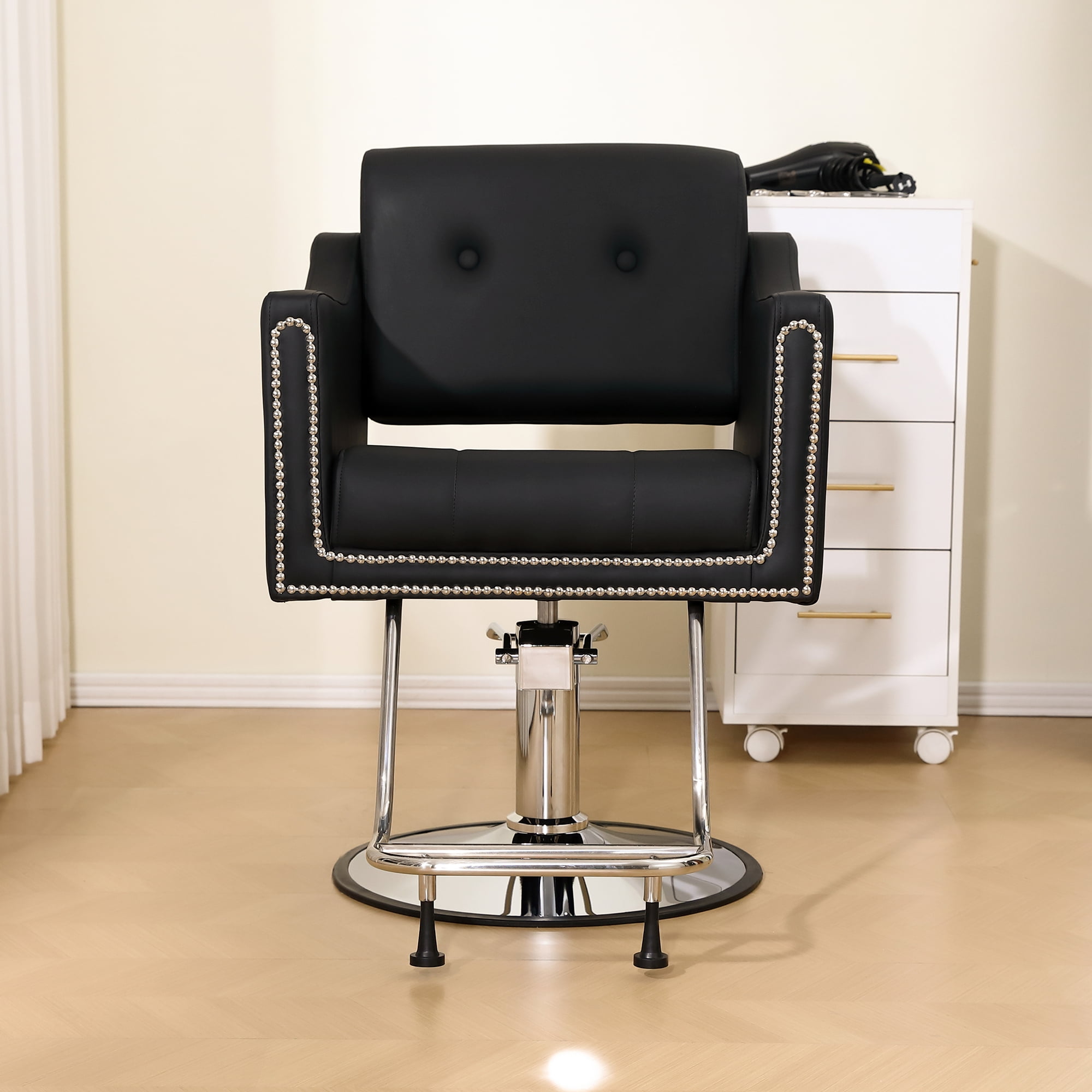 360° Swivel Faux Leather Swivel Salon Barber Chair Height Adjustable ...