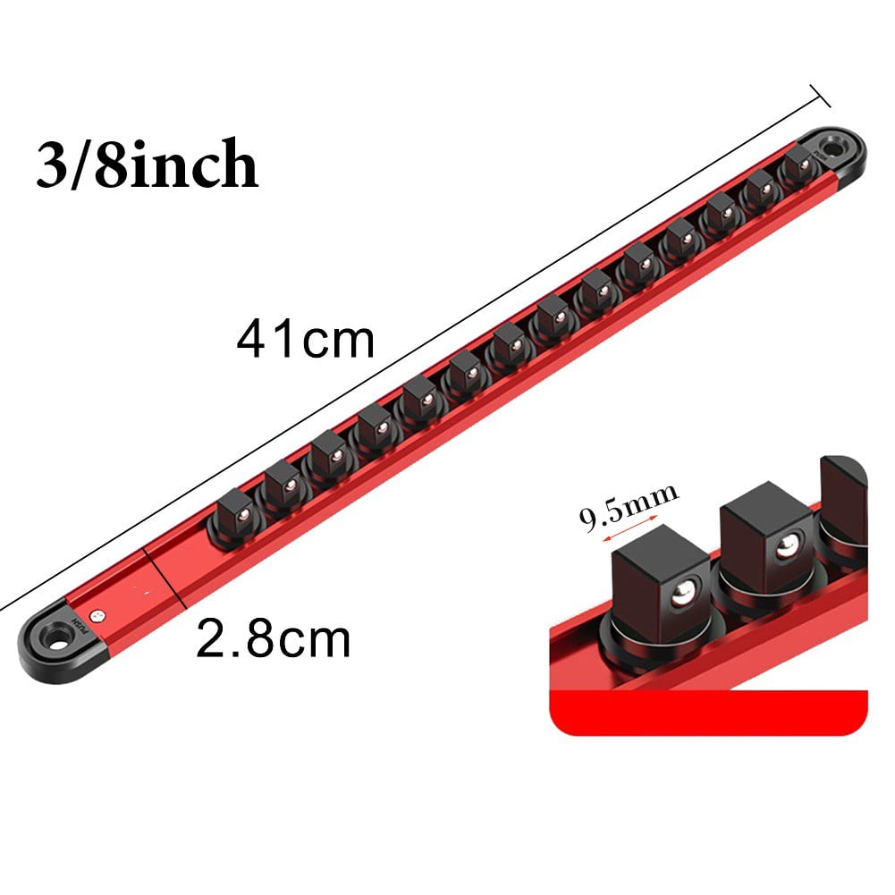 360° Swivel Magnetic Socket Organizer 1/4 3/8 1/2Inch Socket Clip Rail ...