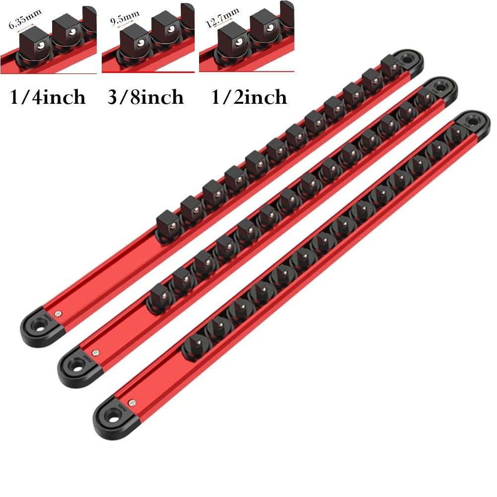 360° Swivel Magnetic Socket Organizer 1/4 3/8 1/2Inch Socket Clip Rail ...