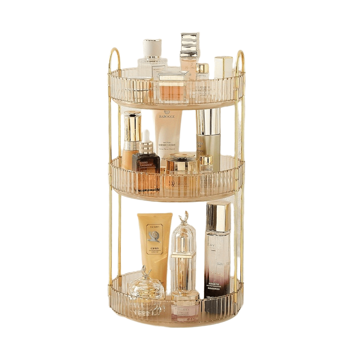 360 Swivel Makeup Organizer, 3-Tier Round Rotating Skincare Organizer ...