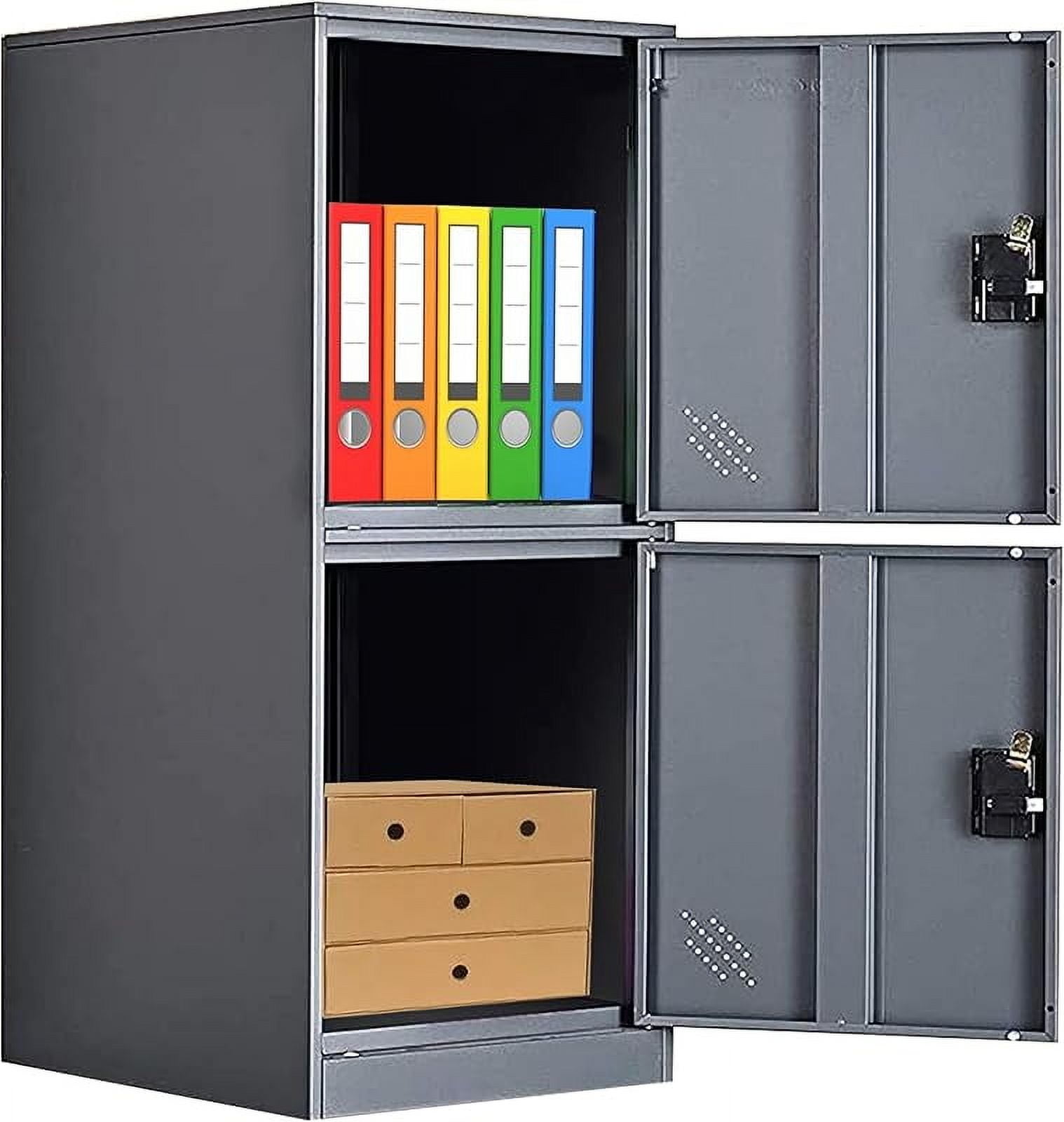 3-Door Heavy-Duty Steel Storage Locker with Lockable Latches, Space ...