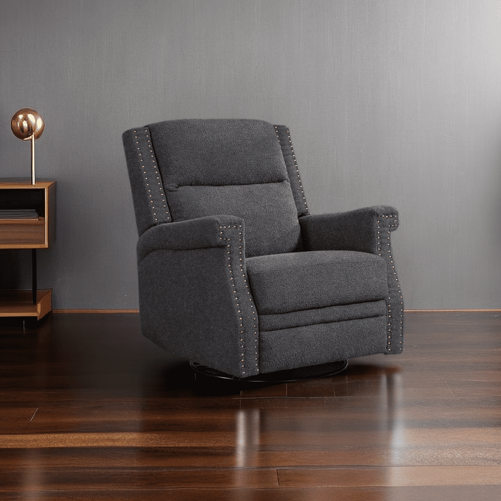 360° Swivel Recliner Chair, Modern Glider Rocker with Reclining ...