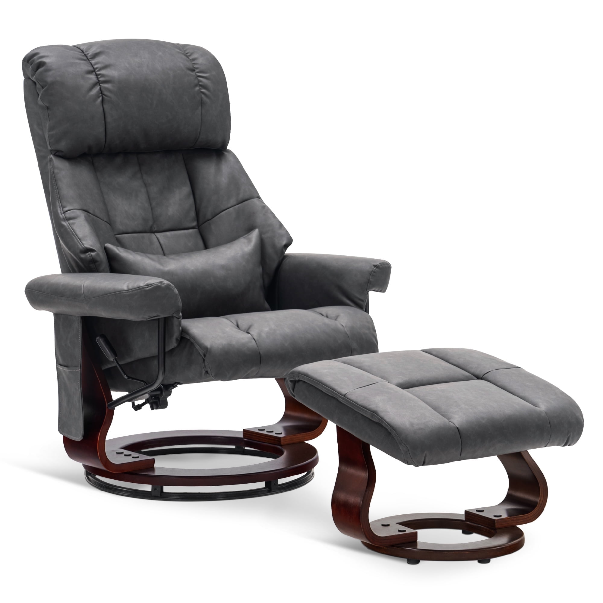 MCombo 360° Swivel Recliner with Ottoman, Lumbar Pillow, Vibration ...