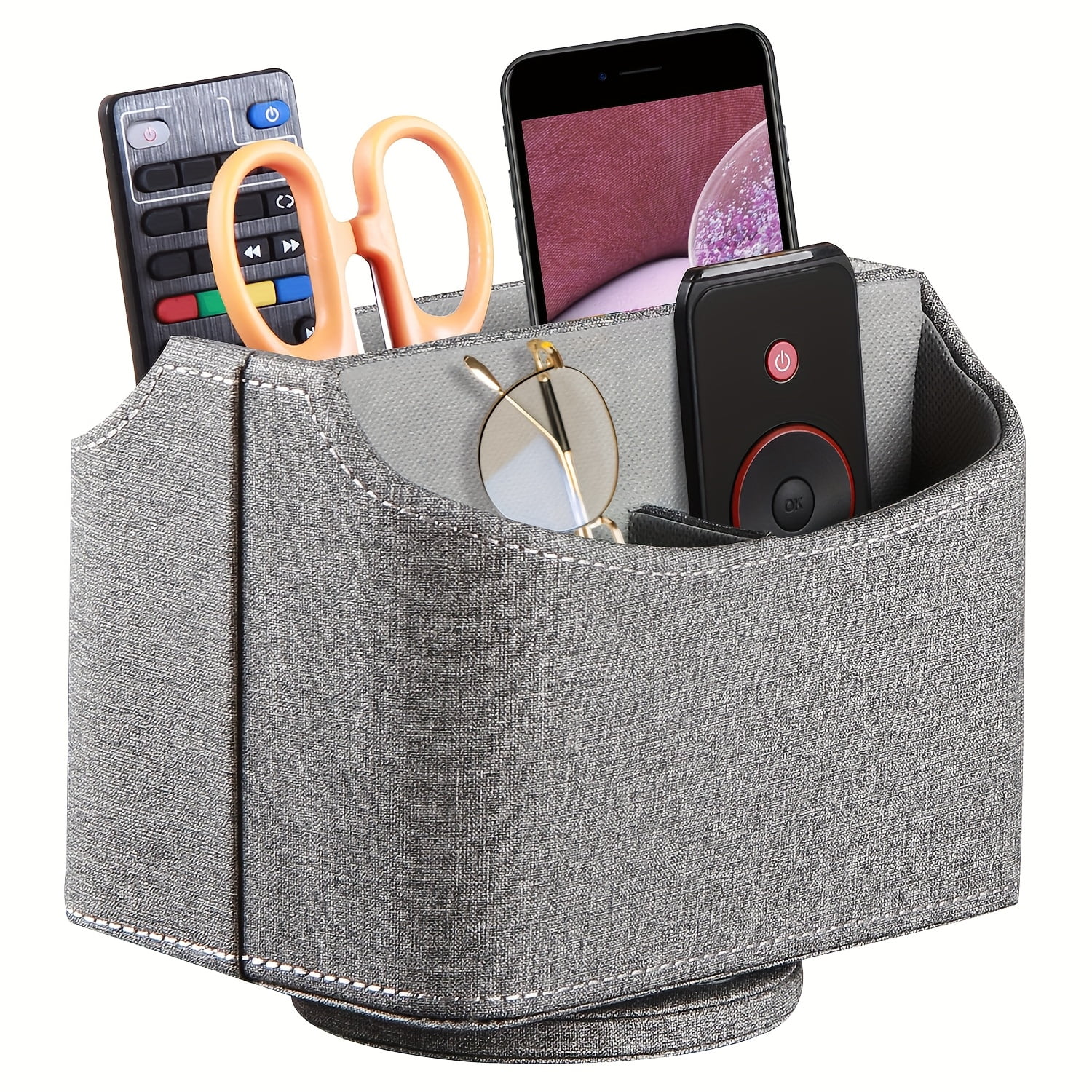 360 Swivel Remote Control Holder 5 Compartments PU Leather Desktop ...