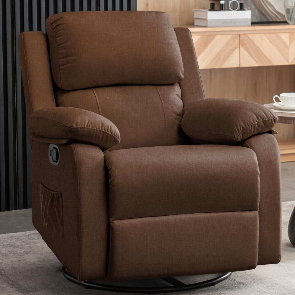 360 Swivel Recliner Chair for Adults, Small Rocking Chair with Side ...