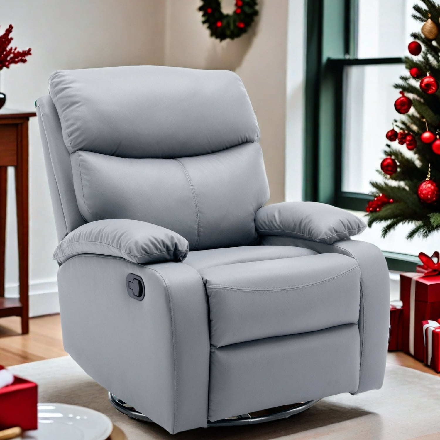 360°Swivel Rocker Recliner Chair with Adjustable Backrest Manual Swivel ...