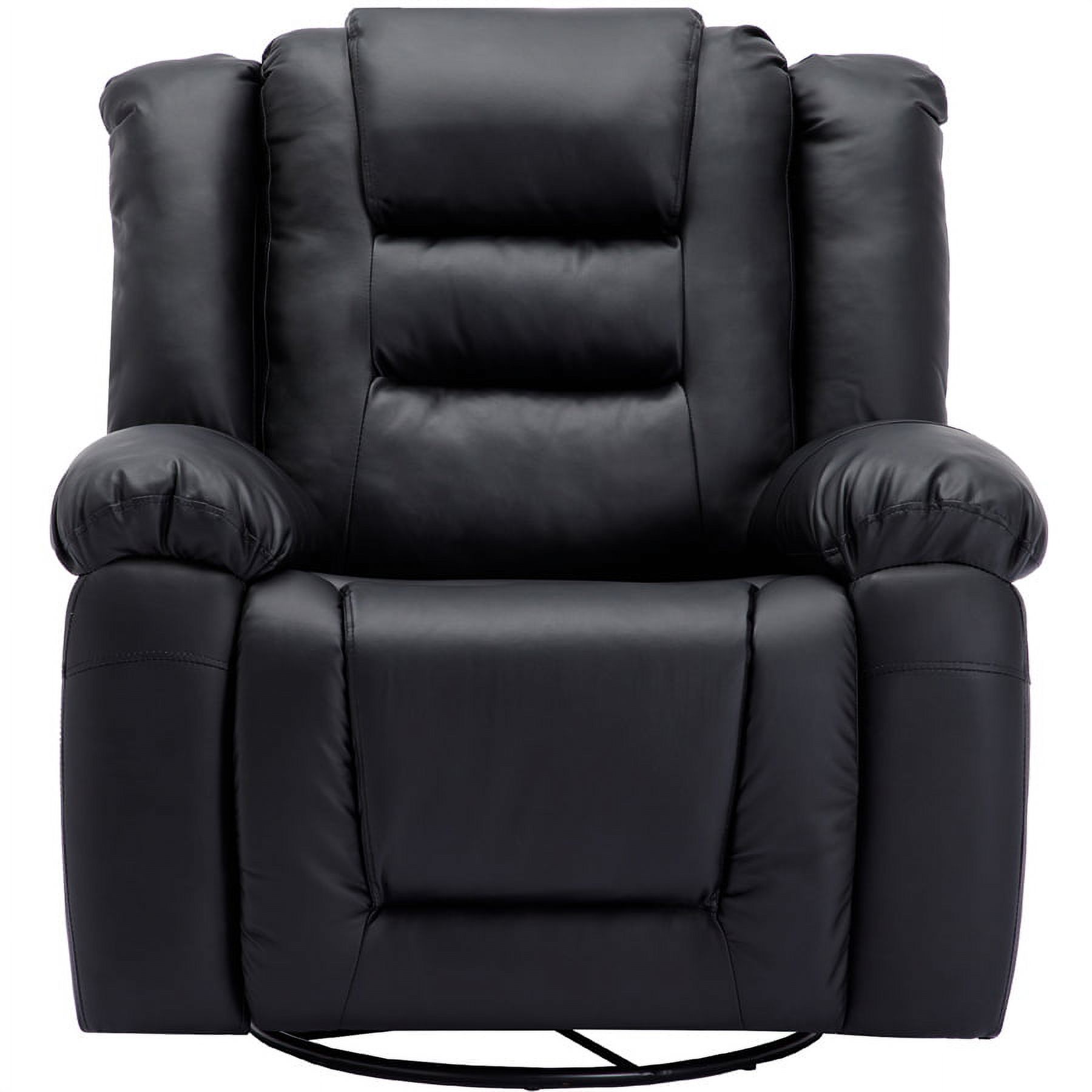 360° Swivel Rocker Recliner, PU Leather Reclining Chair for Living Room ...