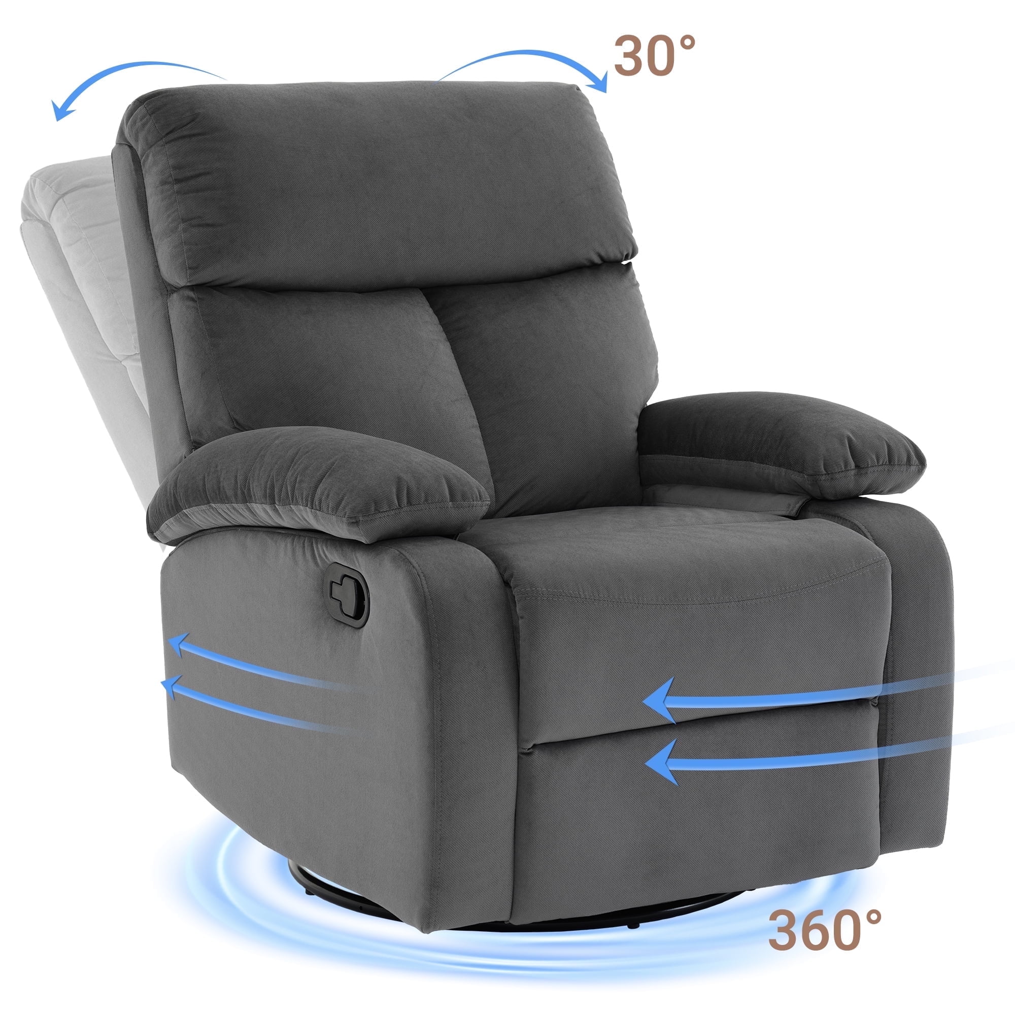 360° Swivel Rocking Recliner for Adults, Micro Velboa Rocker Recliner ...