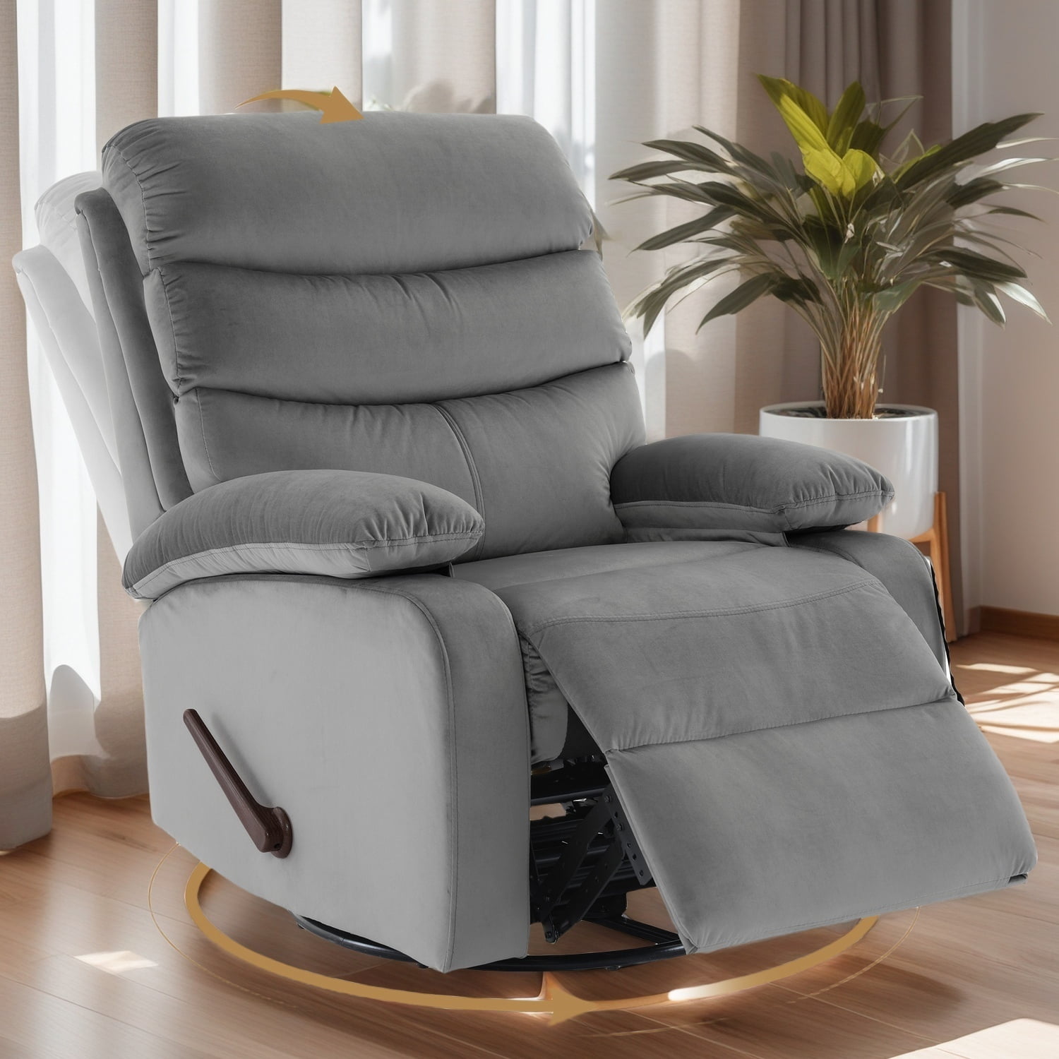 360° Swivel Rocking Small Recliner Chair for Small Spaces, Ergonomic ...