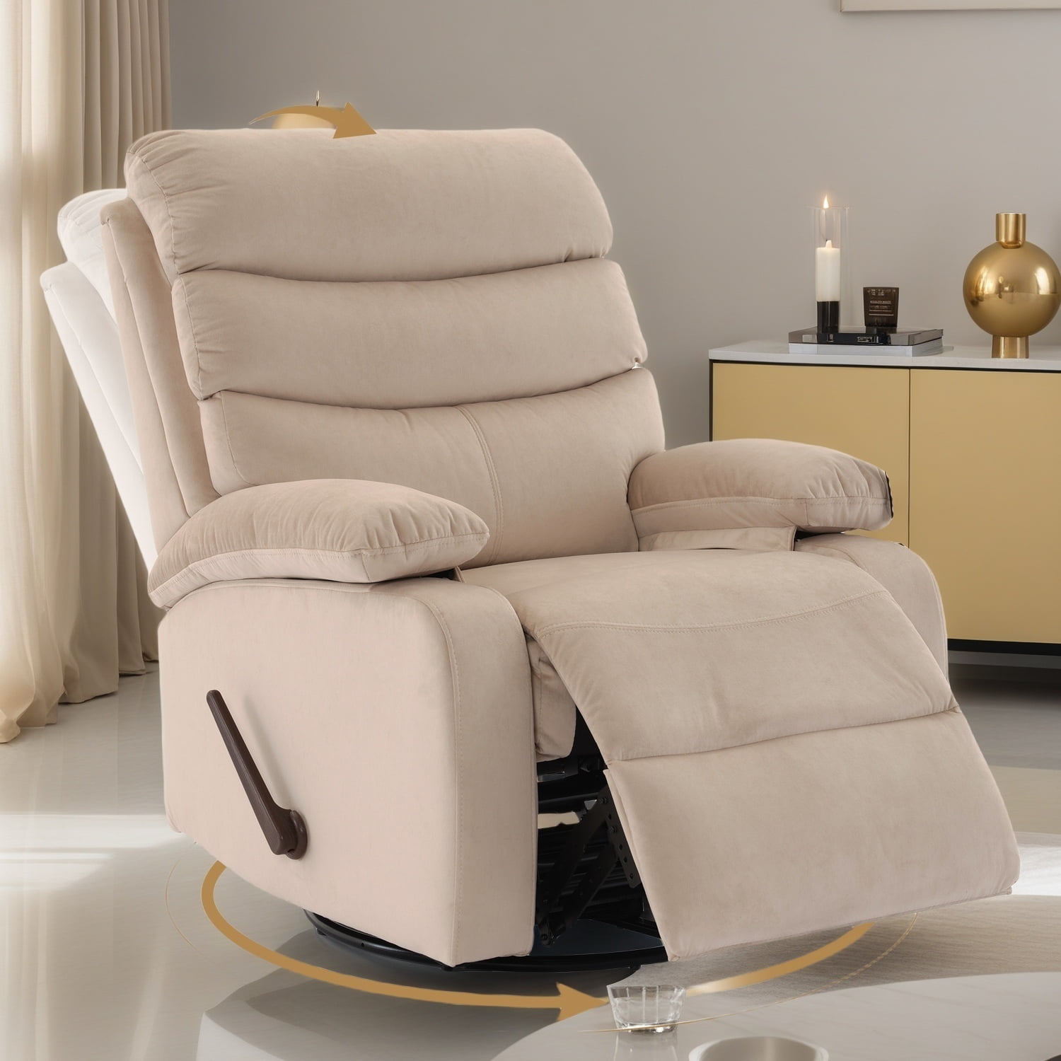 360°Swivel Rocking Small Recliner Chair for Small Spaces, Ergonomic ...