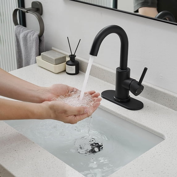 360° Swivel Single Handle Bathroom Faucet, Stainless Steel 1 Hole Sink ...