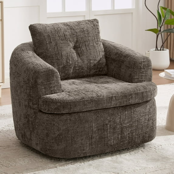 360° Swivel Sofa Chair Accent Barrel Chair 36.6" Swivel Round Chair ...