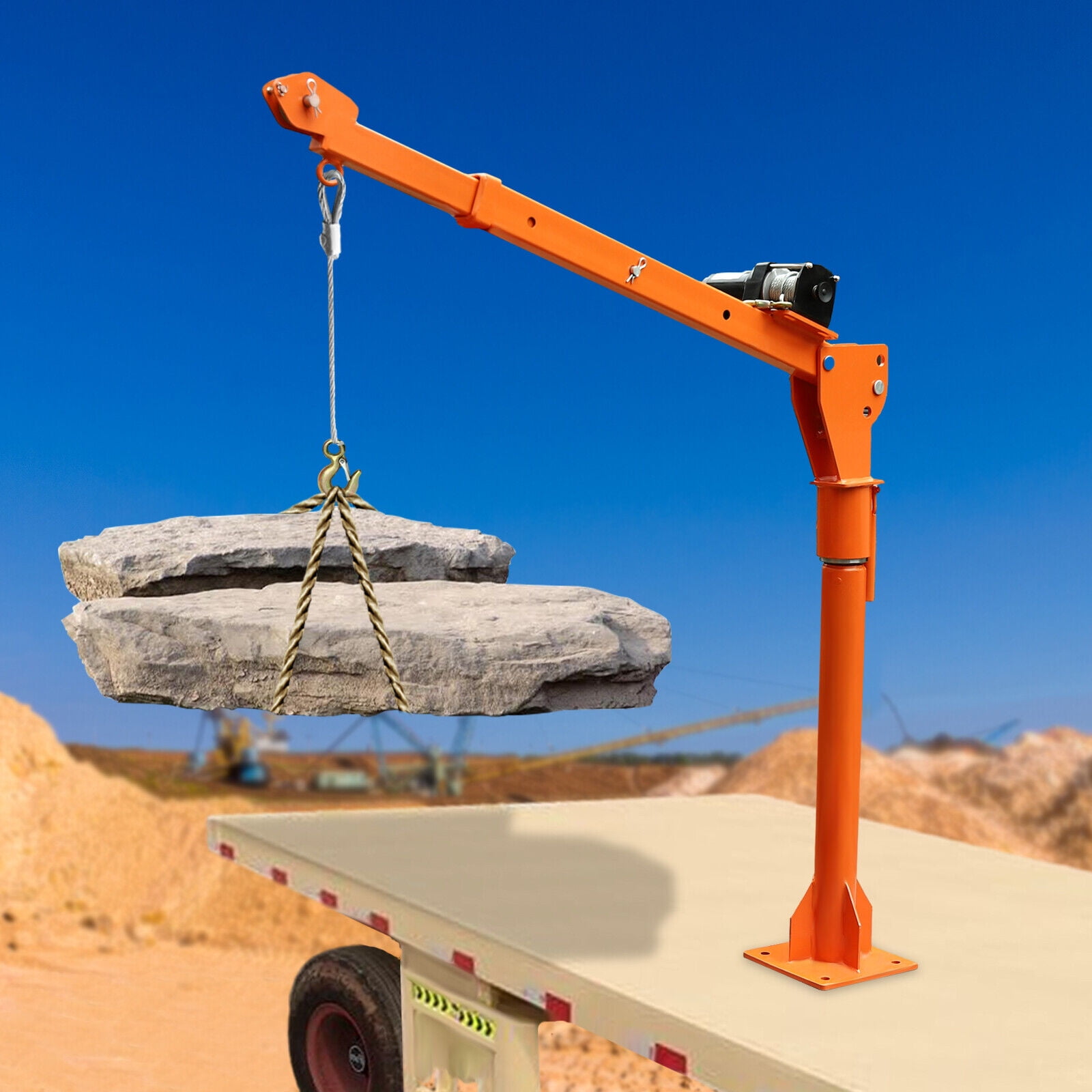 360 Swivel Truck-Mounted Crane with 12V Electric Winch, Pickup Truck ...