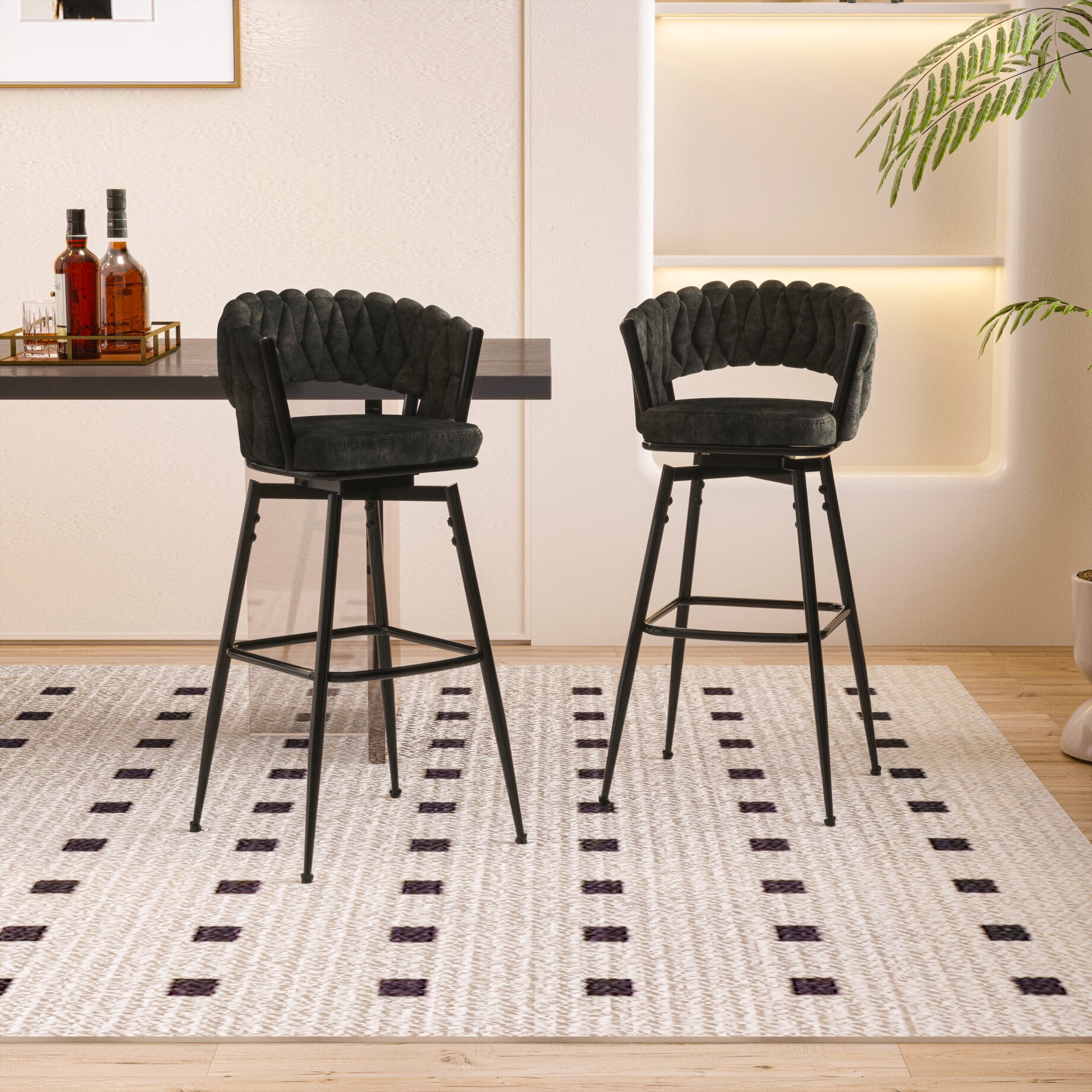 360 Swivel Upholstered Counter Stool with Black legs Barstools No ...