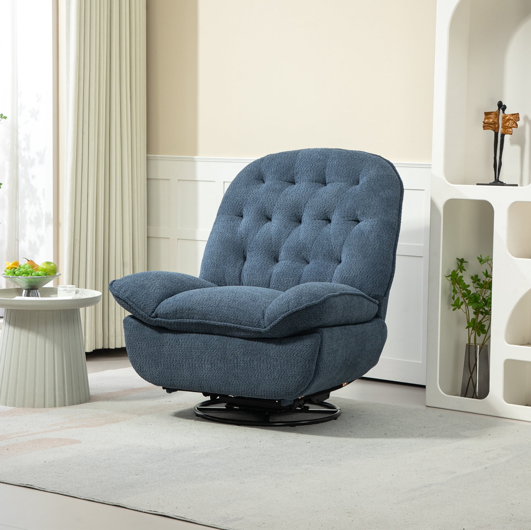 360° Swivel Upholstered Recliner Chair with Extended Footrest ...