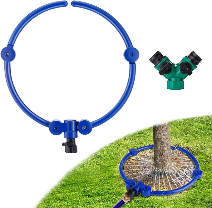 360° Tree Water Sprinkler - Adjustable Tree Watering Ring with Y Hose ...