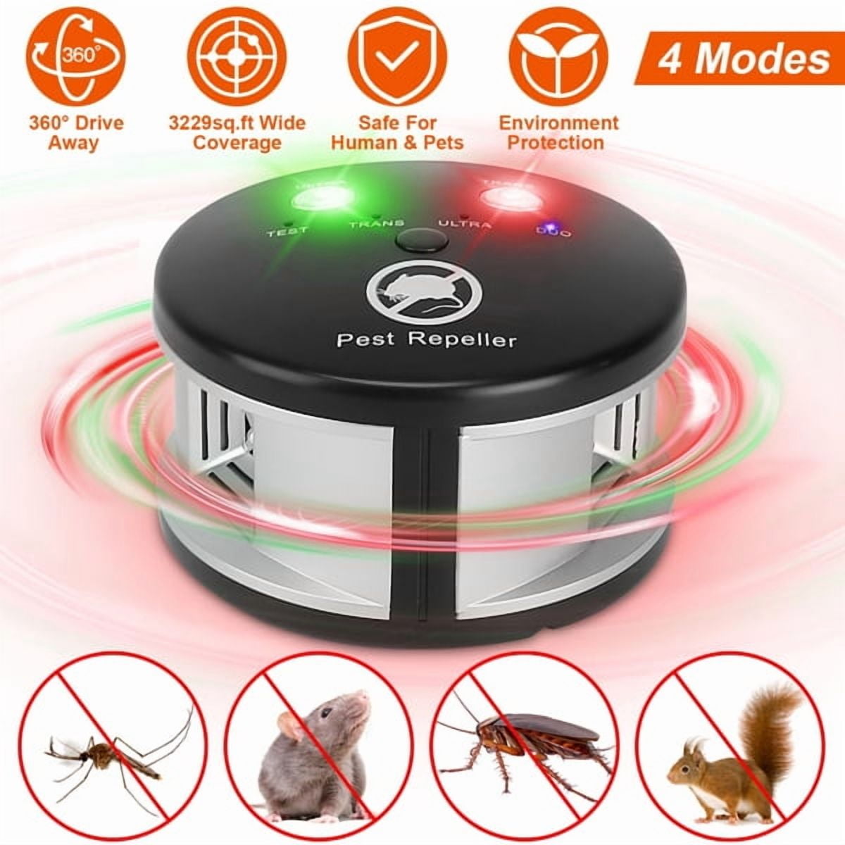360° Ultrasonic Pest Repeller Electronic Plug-in Pest Control Mouse ...