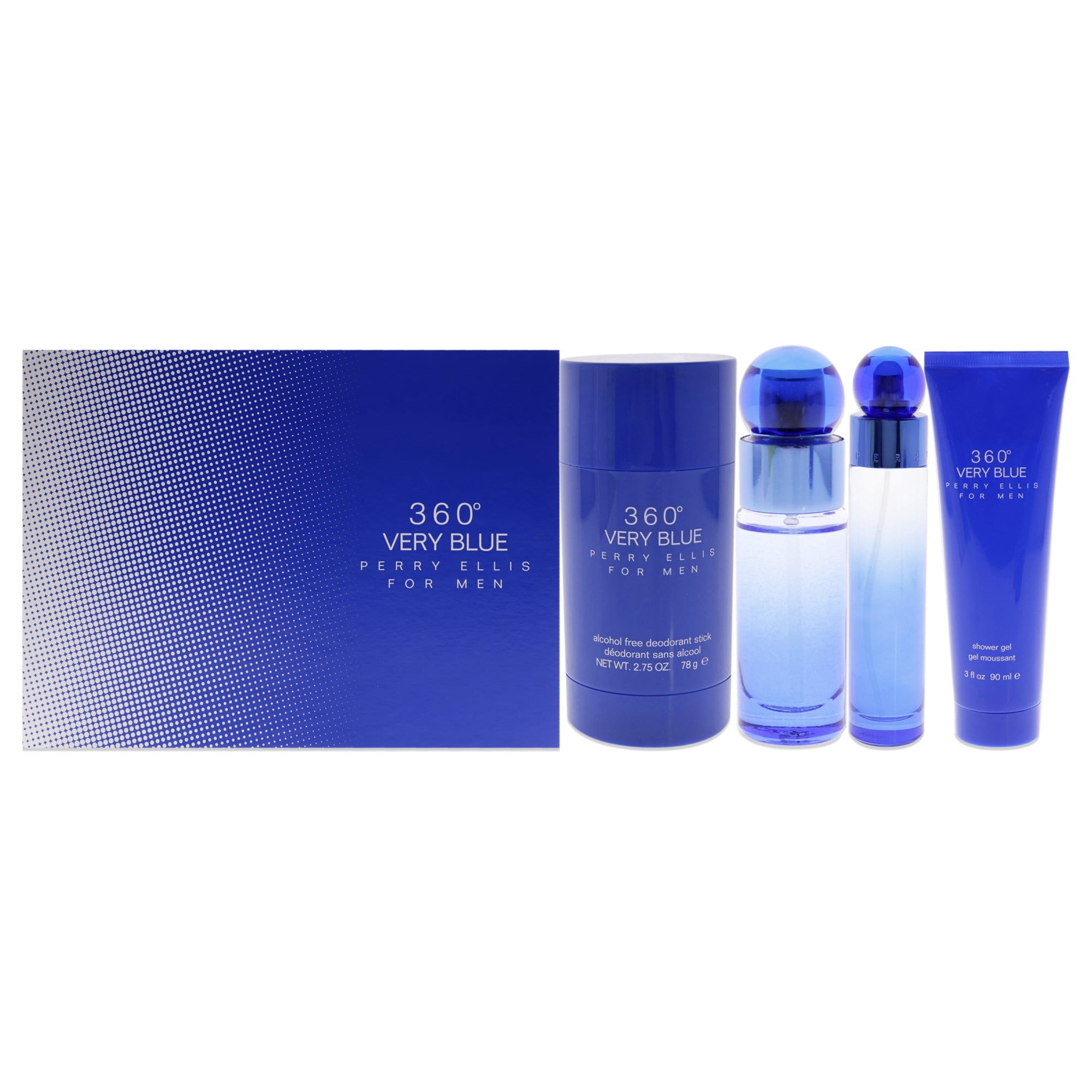 360 Very Blue by Perry Ellis for Men - 4 Pc Gift Set 3.4oz EDT Spray, 7 ...