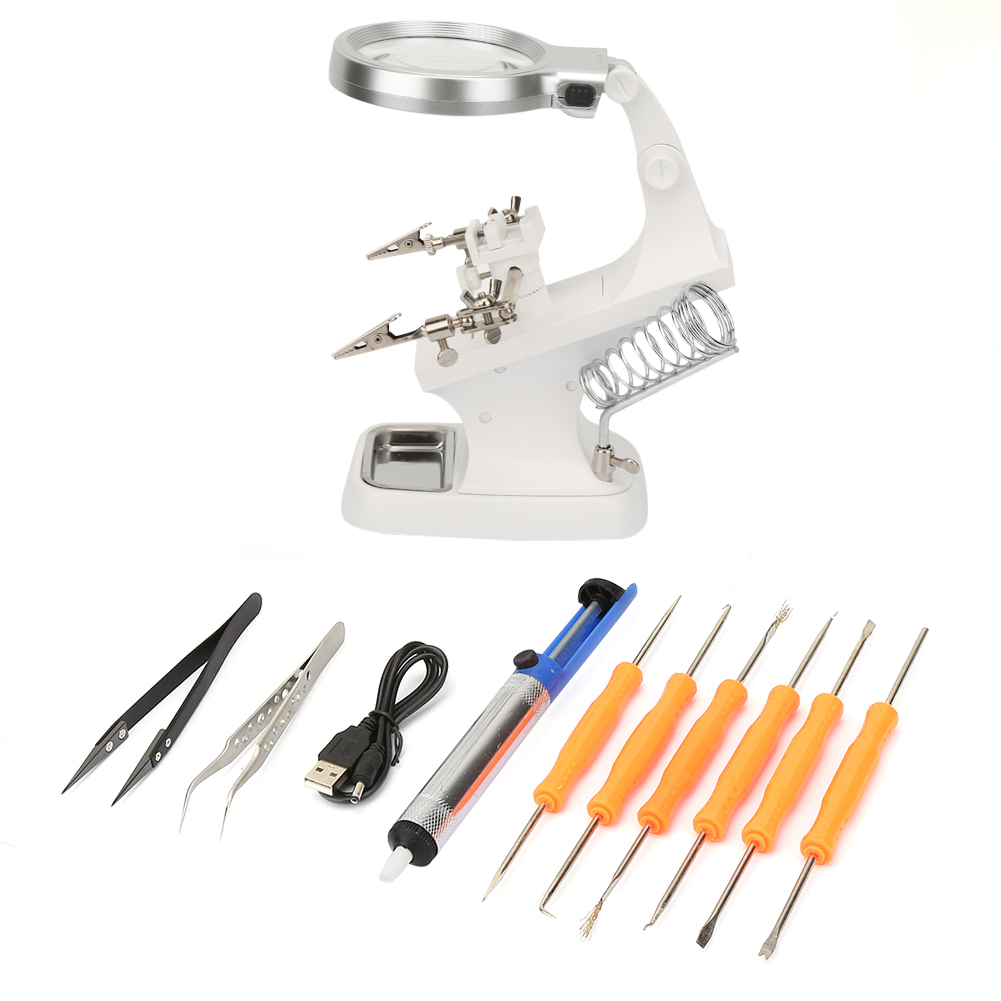 360° Workbench Helping Hand 3X /4.5X Magnifying Glass with Adjustable ...