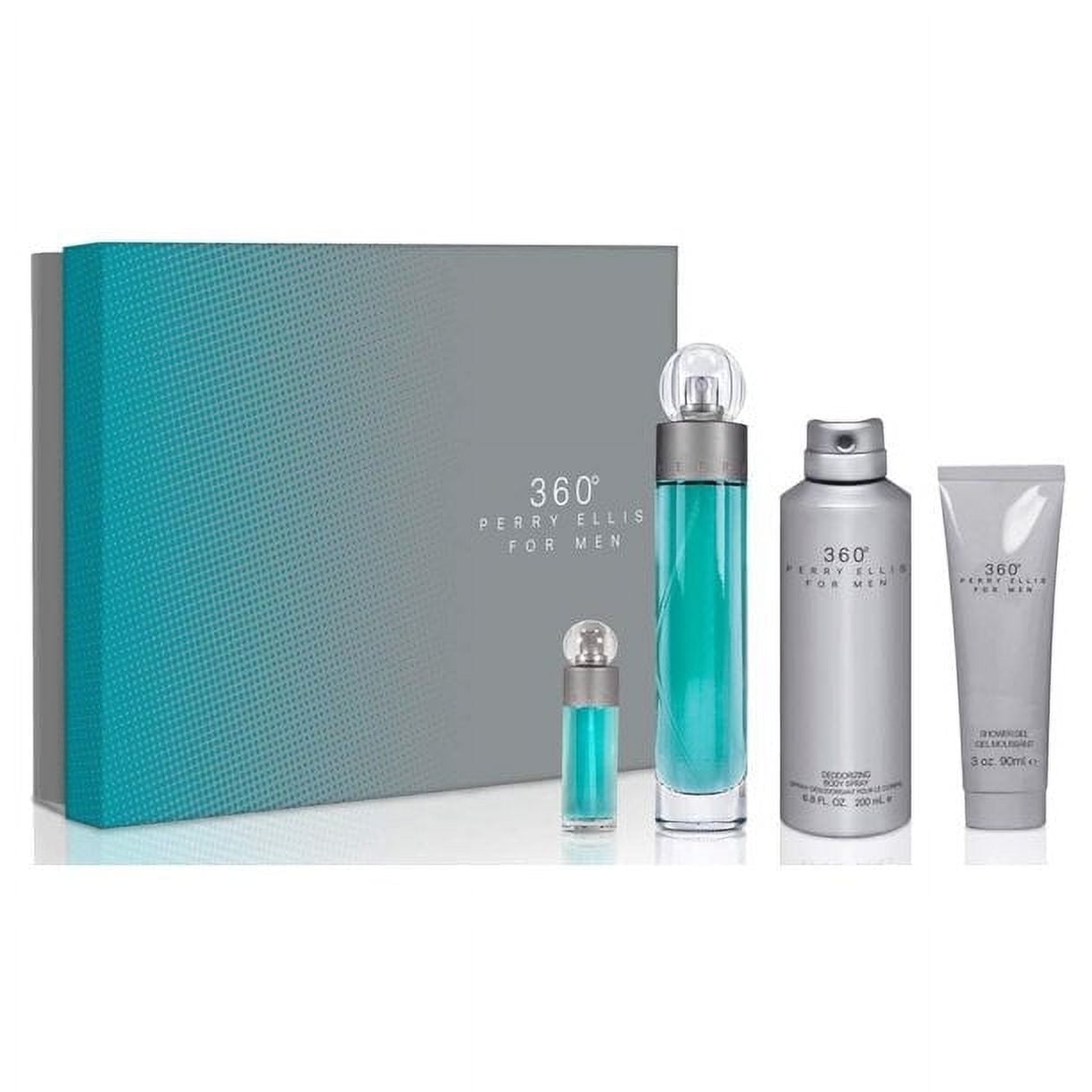 360 by Perry Ellis 4pc Gift Set EDT 3.4 oz + Deodorant Body Spray ...
