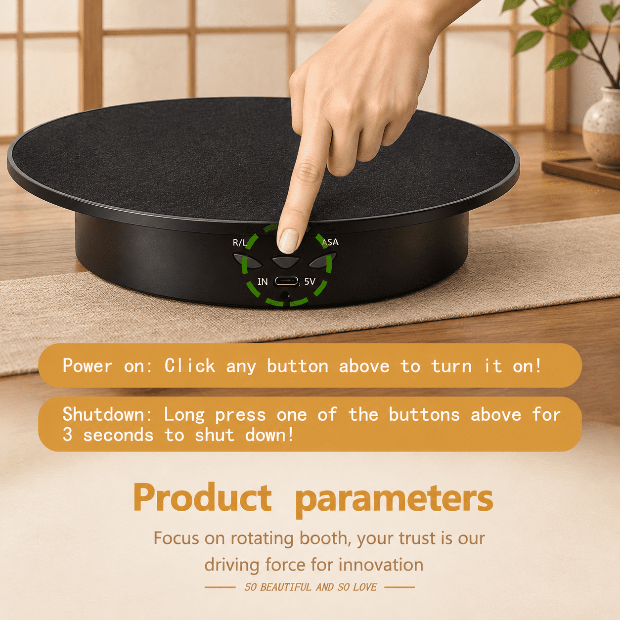 360-degree Electric Rotating Turntable Rechargeable Low Noise ...
