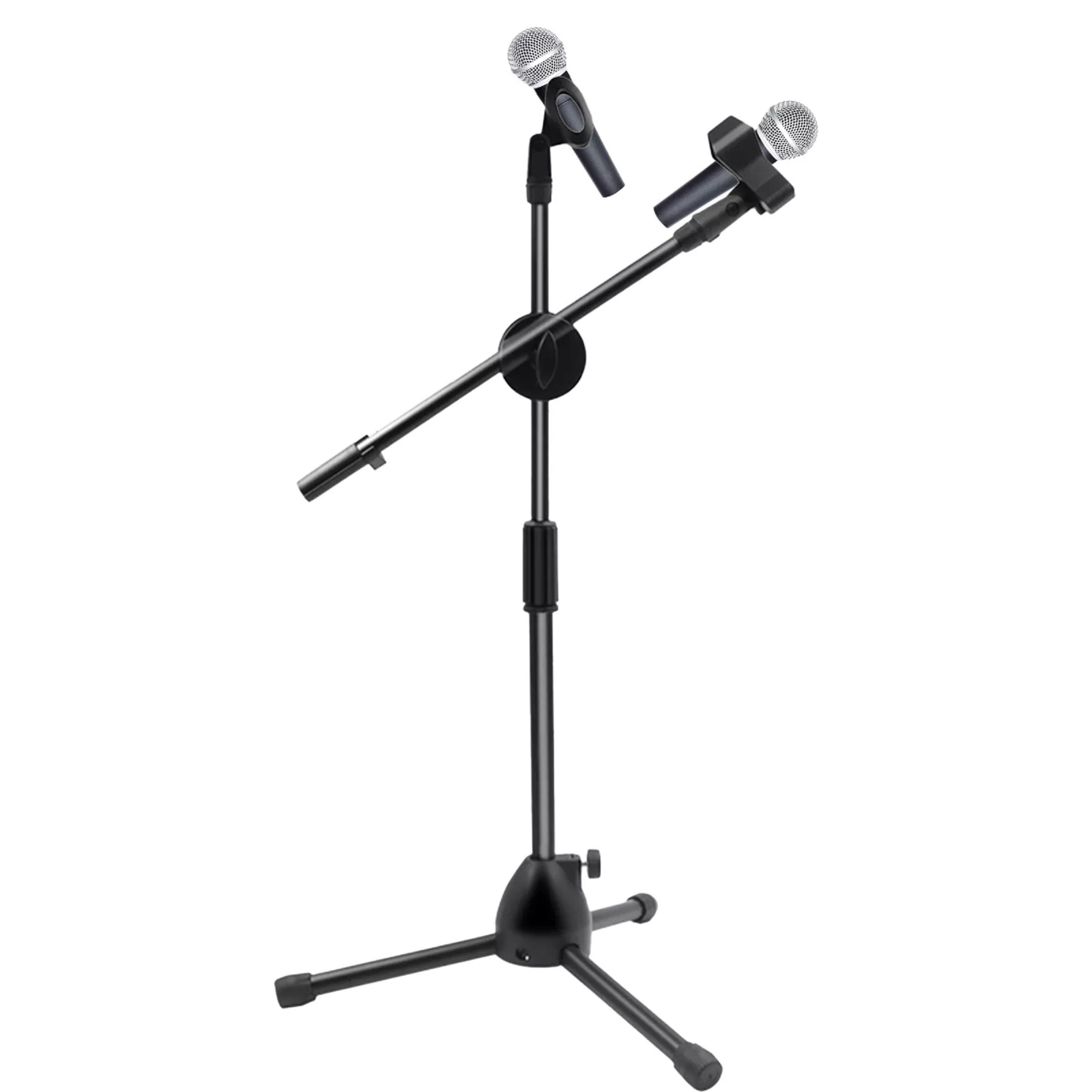 360-degree Rotating Microphone Stand Dual Mic Clip Boom Arm Foldable ...