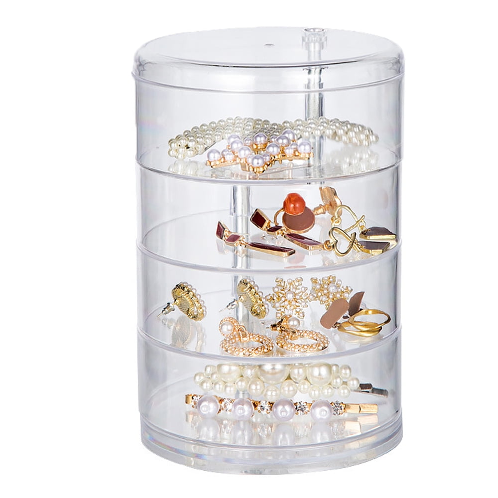 360-degree rotating jewelry box, transparent multi-layer jewelry ...