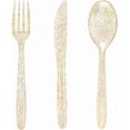 360 gold plastic tableware - disposable golden glitter cutlery ...