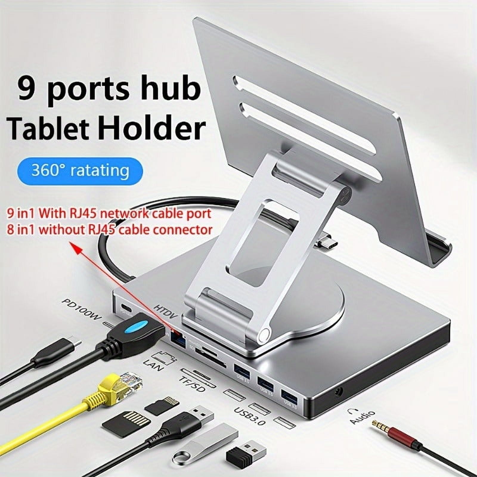 360° rotating Type-C docking station 4K60Hz HD + Gigabit Ethernet port Multi-screen office USB ...
