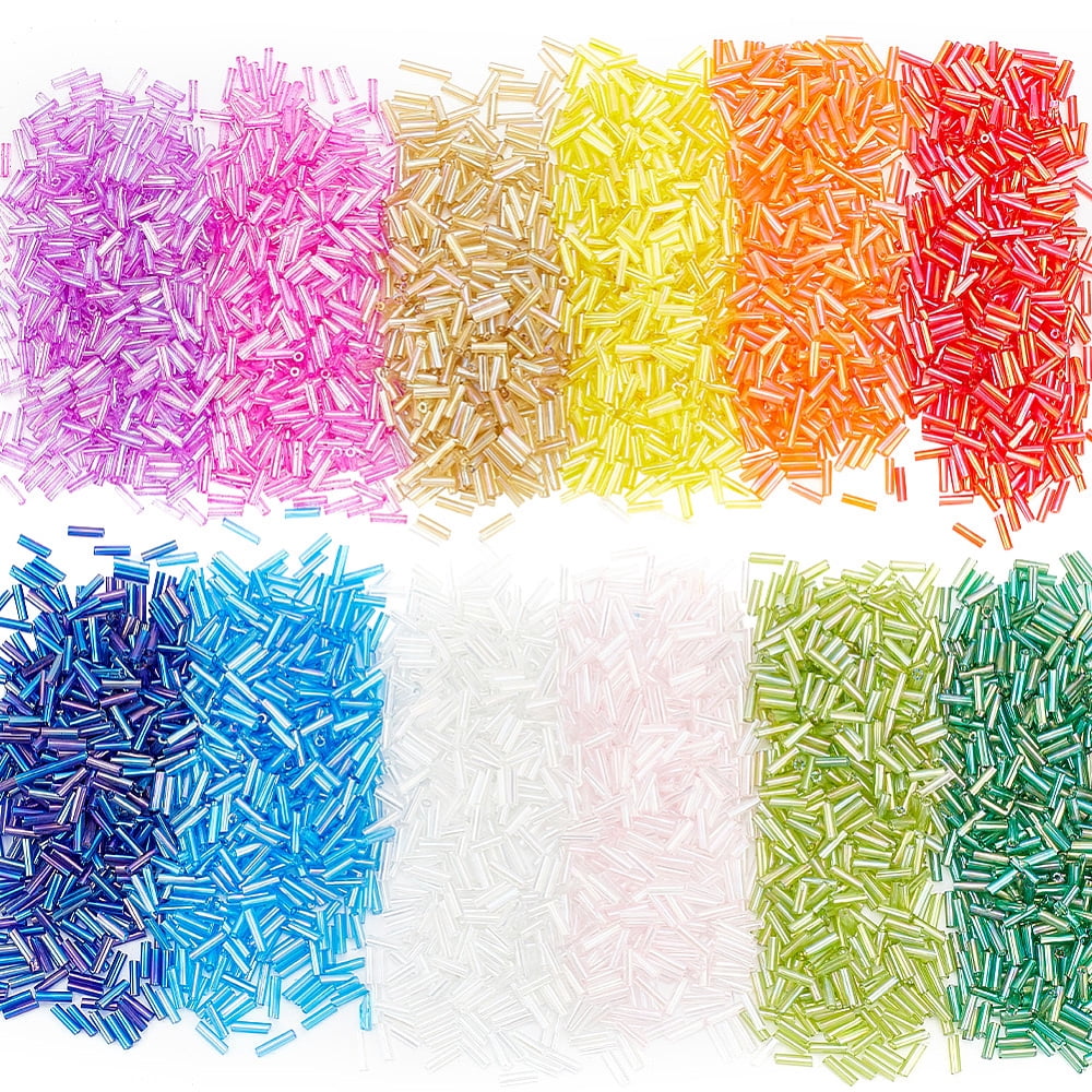 3600 12 Colors Transparent Glass Round Bugle Beads Round Hole Mixed ...