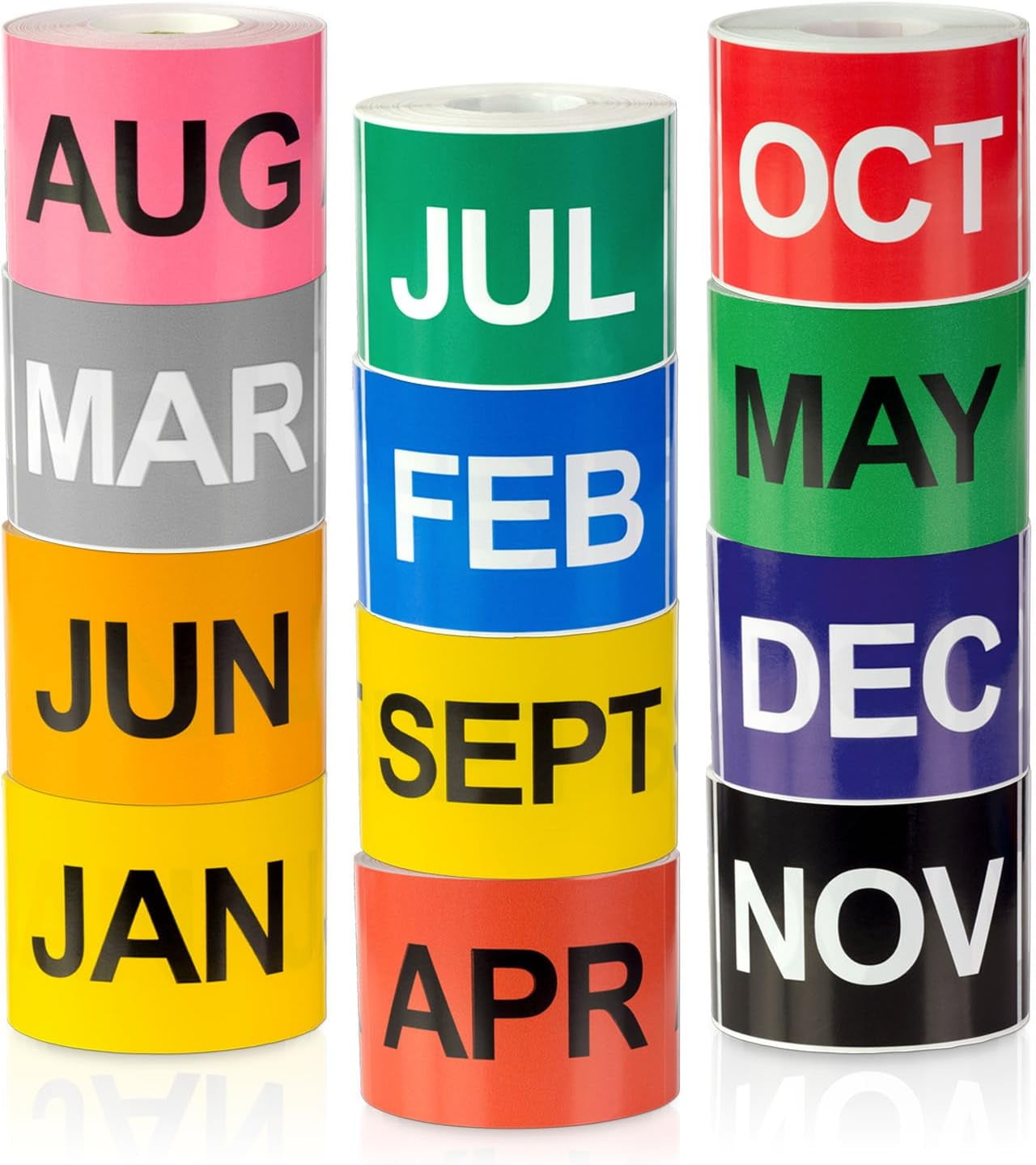 3600 Labels - 12 Months of The Year Labels, Color Coded Circle Dot ...