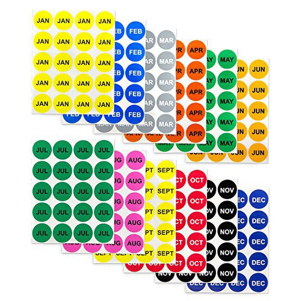 3600 Labels - 12 Months of The Year Labels - Color Coding Dot, Round ...
