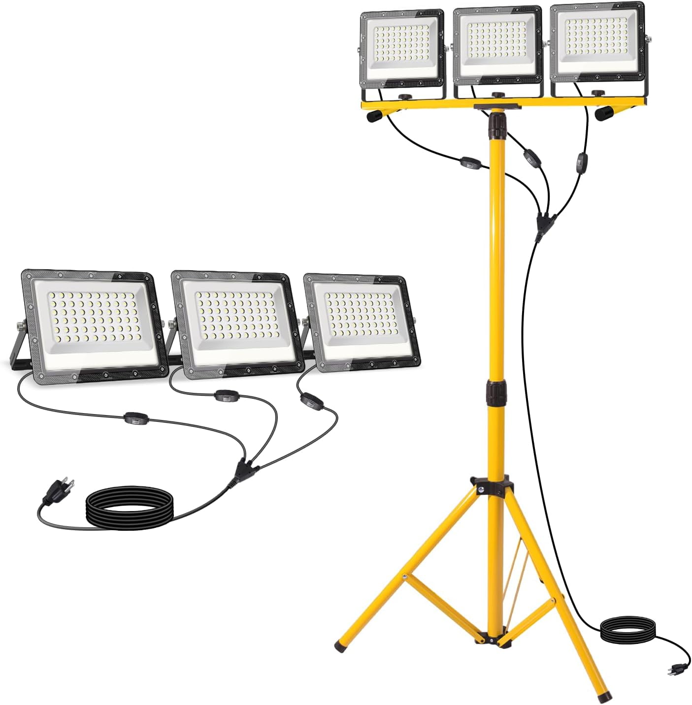 36000Lumen LED Work Lights with Stand - 3 Head Foldable Stand Work ...