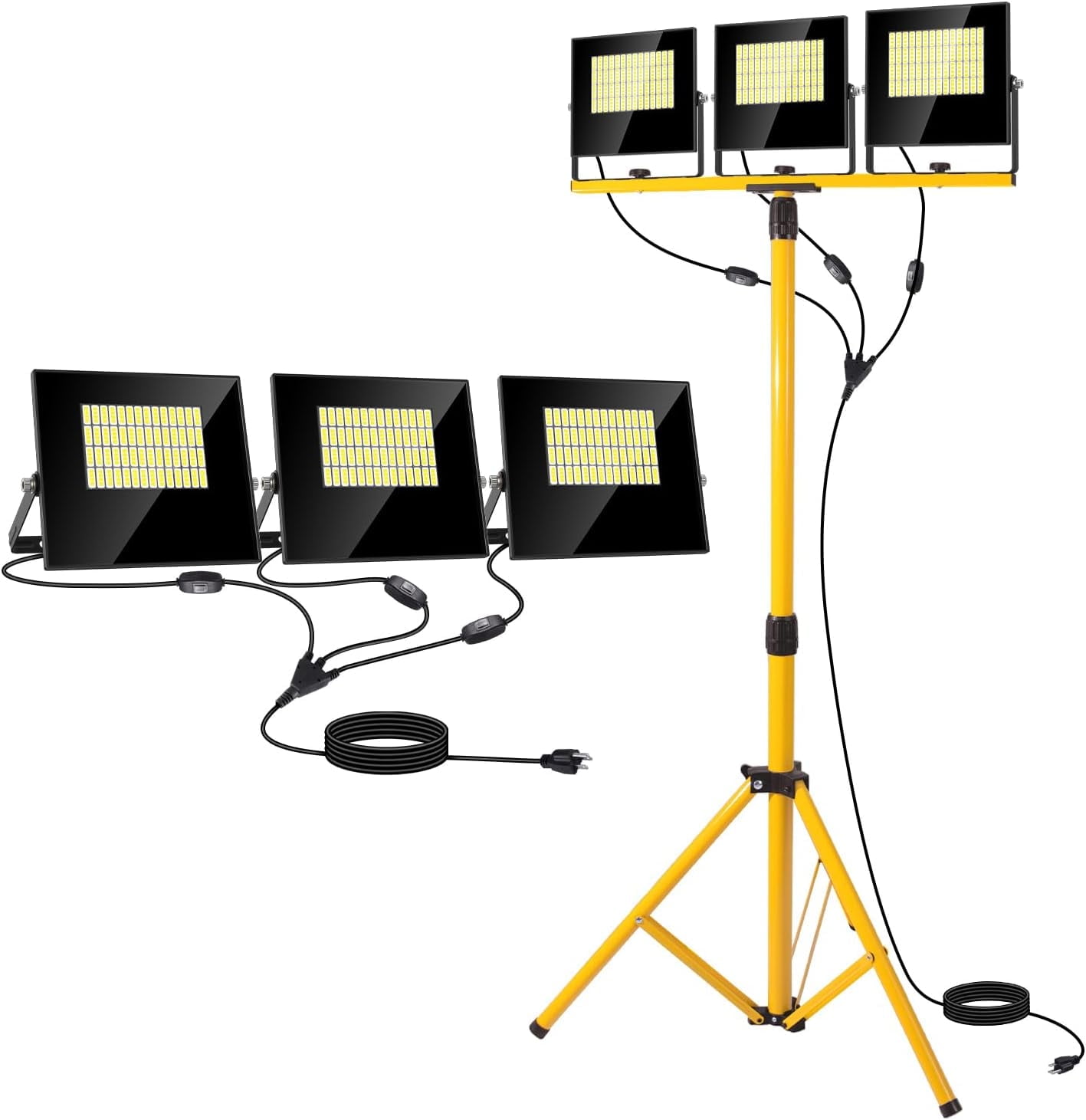 36000Lumen LED Work Lights with Stand - 3 Head Foldable Stand Work ...