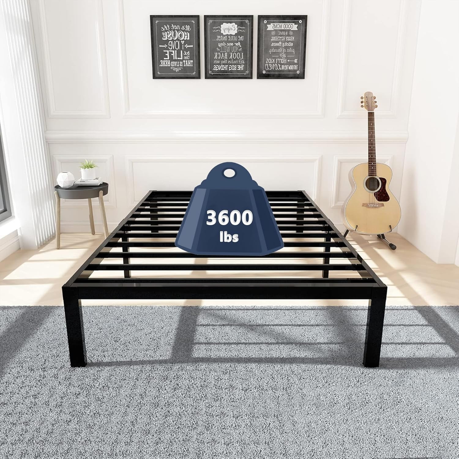 3600lbs Heavy Duty Bed Frame,14 Inch Sturdy Steel Slat Mattress ...