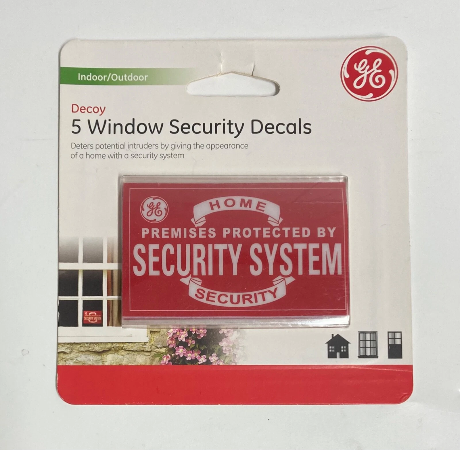 36020 Ge 1.8" X 3" Indoor/Outdoor Decoy 5 Window Home Security Sign ...