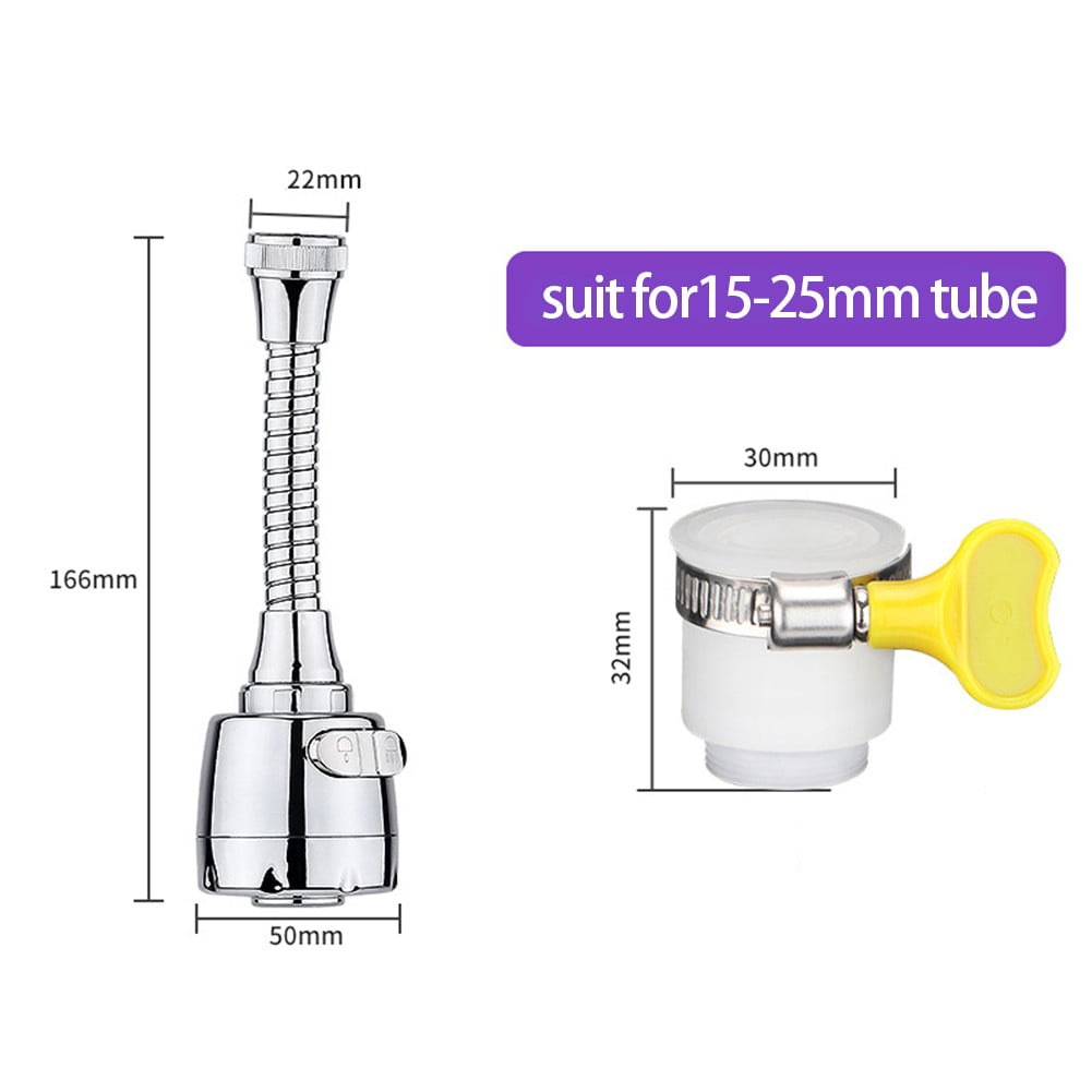 360Degree Kitchen Faucet Adapter Adjustable Dual Sprayer Bath Faucet ...
