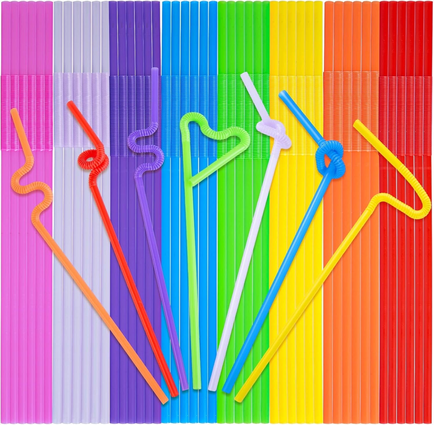 360PCS Drinking Straws Flexible, Plastic Drinking Straws Disposable ...