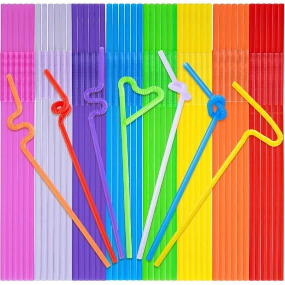360PCS Drinking Straws Flexible, Plastic Drinking Straws Disposable ...