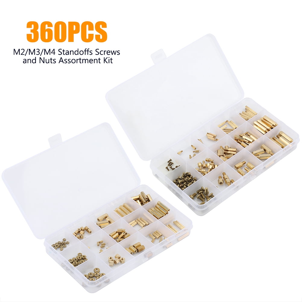 360PCS M2/M3/M4 Threaded Pillars Assortment Brass Standoffs & Stainless ...