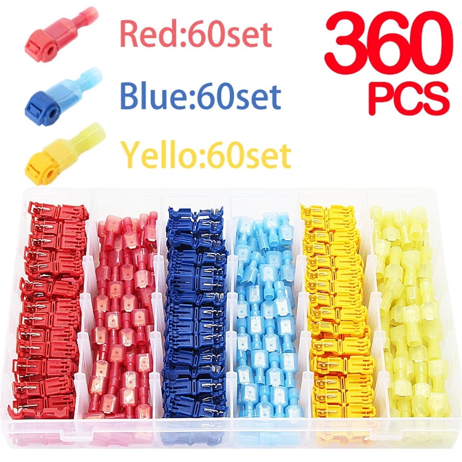 360Pcs Tee Wire Connector Kit, Electrical Connector Kit with Nylon Full ...