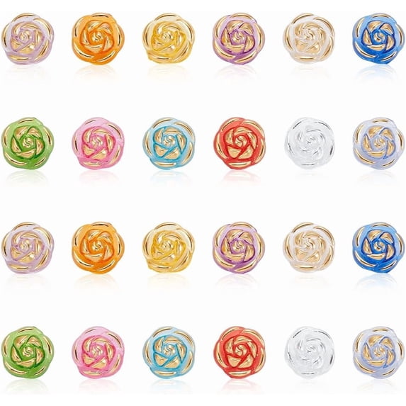 360Pcs 12 Colors Acrylic Resin Buttons 1-Hole Flower Mixed Color ...