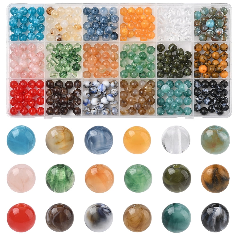 360Pcs 18 Colors Resin Beads Imitation Gemstone Beads Round Mixed Color ...